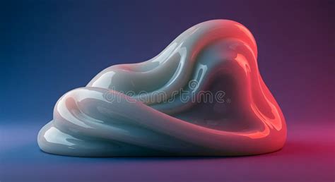 Fluid Sculpture With Gentle Curves And Iridescent Gradients On Blue Backdrop Stock Illustration