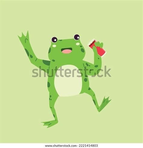 Cute Frog Drinking Beer Cartoon Vector Stock Vector Royalty Free