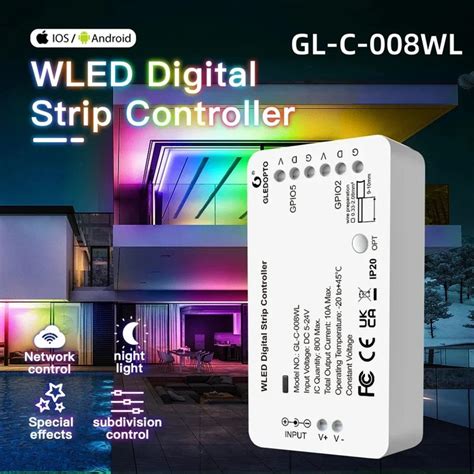 Jual Gleopto Gl C 008wl Dc 5v 24v Esp Wled Digital Spi Led Strip Running Rgb Rgbw Single