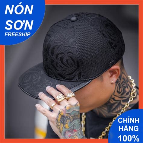 Son Snapback Hat Black Pattern With Horizontal Beak Hip Hop Style
