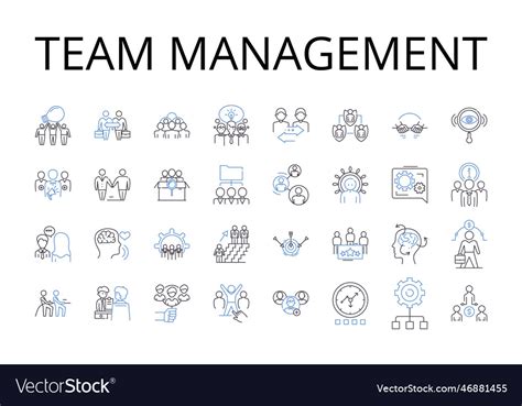 Team Management Line Icons Collection Project Vector Image