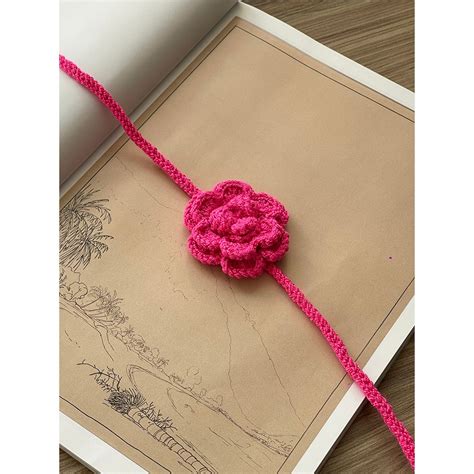 Chocker Com Flor Em Crochê Pink Solar Bikinis