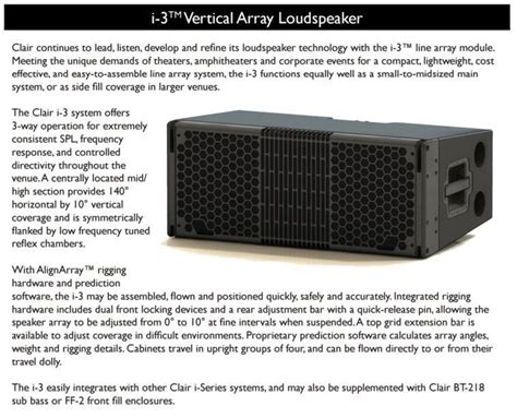 Clair Global I 3 3 Way Speaker Cabinet Medium Format Line Array