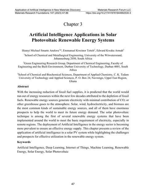 Pdf Artificial Intelligence Applications In Solar Photovoltaic