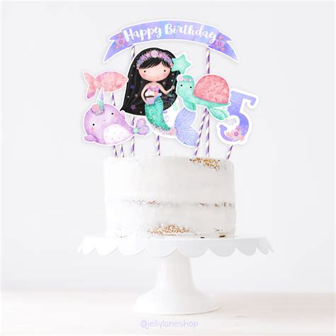 Printable Mermaid Cake Topper Under The Sea Birthday Diy Cake Topper