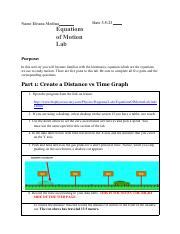 Understanding Kinematics Equations Of Motion Lab Course Hero