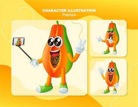 Premium Vector Cute Papaya Characters As Narcissistic