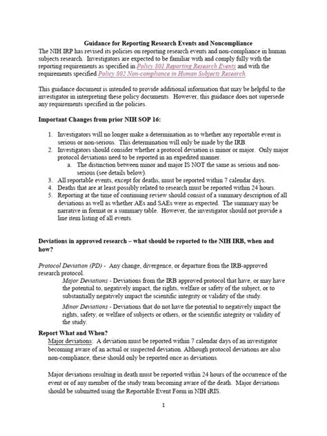 802 Guideline For Reporting Research Events And Non Compliance