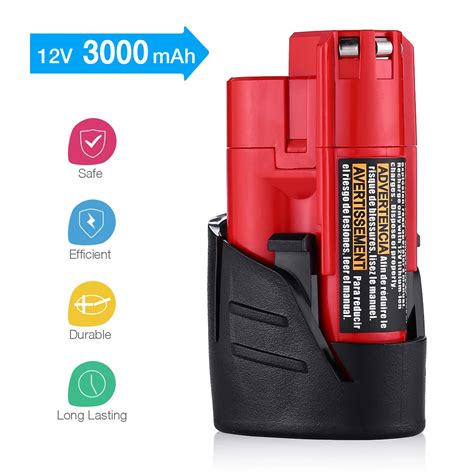 Powerextra 12v 3000mah Milwaukee M12 Rechargeable Lithium Ion Battery