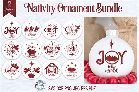 Nativity Round Christmas Ornament Svg Bundle Wispy Willow Designs