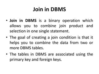 Joins In Dbms Its Describes About How Joins Are Important And Necessity