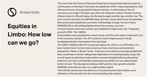 Equities In Limbo How Low Can We Go