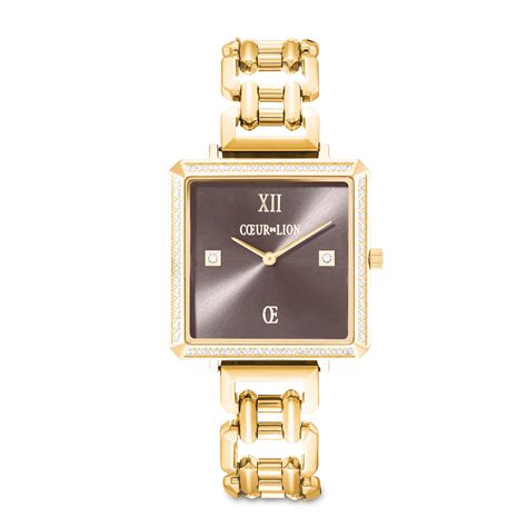 Watch Iconic Cube Sparkling Mystic Mocca Statement Gold Coeur De Lion