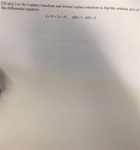 Solved Use The Laplace Transform And Inverse Laplace Tran Chegg Com