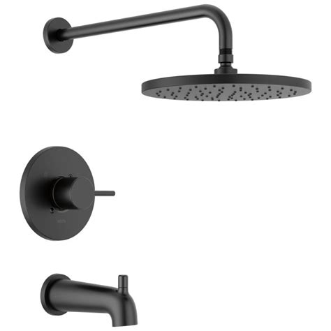 Delta Modern Raincan Round Single Function Tub And Shower Faucet Set