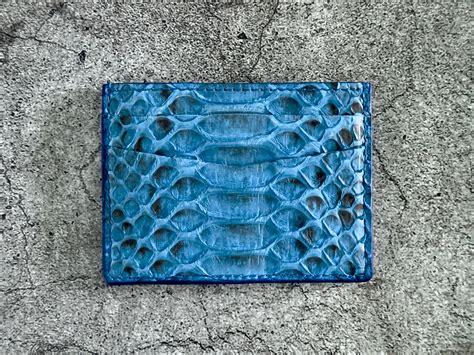 Sky Blue Python Luxury 5 Pocket Wallet Rfid Treasury Leather Co