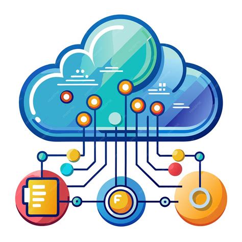 Cloud Computing Network With Connected Devices And Data Premium Ai Generated Vector