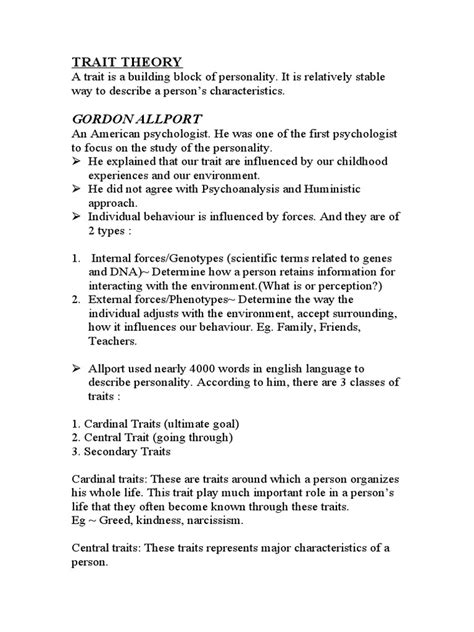 Trait Theory Pdf Extraversion And Introversion Stereotypes Trait Theory Pdf Extraversion And Introversion Stereotypes