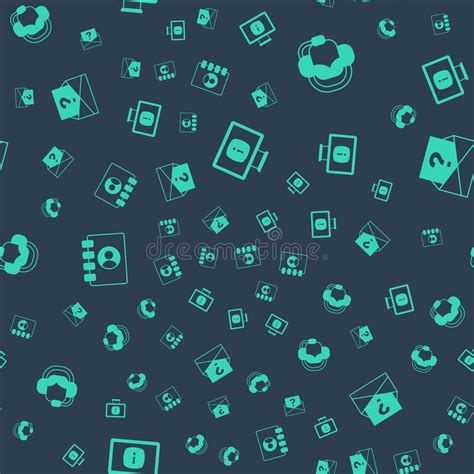 Set Monitor With Information Woman Headset Address Book And Envelope Question Mark On Seamless