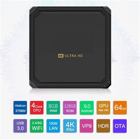 Smart TV BOX 4k Quad Core 8GB+128GB Android9