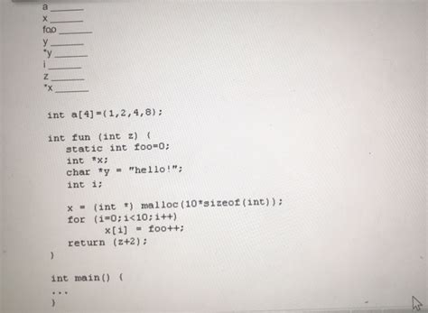 Solved Consider The Following Fragment Of C Code Categorize Chegg
