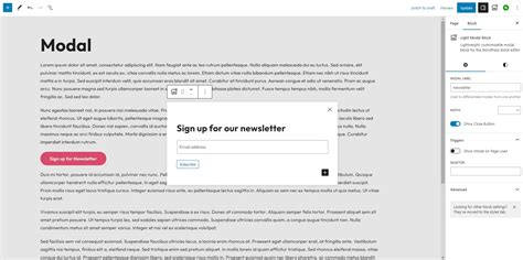 Light Modal Block Wordpress Plugin
