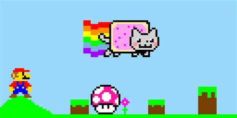 Nyan Cat Breaks In Mario Game Pixel Art