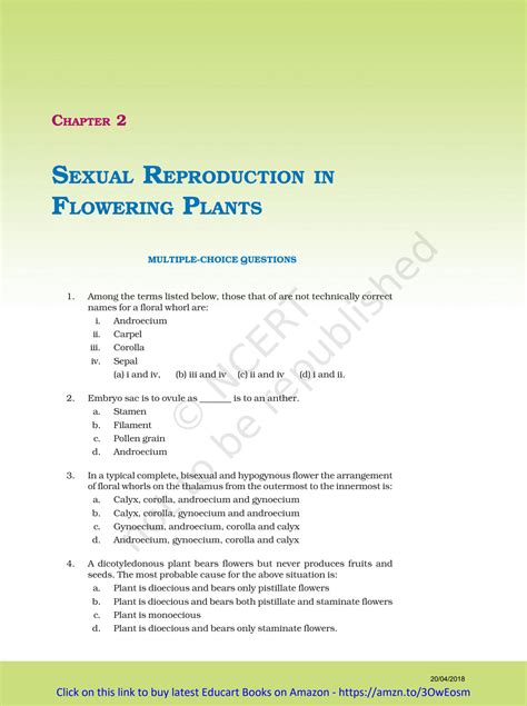 Solution 2 Sexual Reproduction In Flowering Plants Multiple Choice