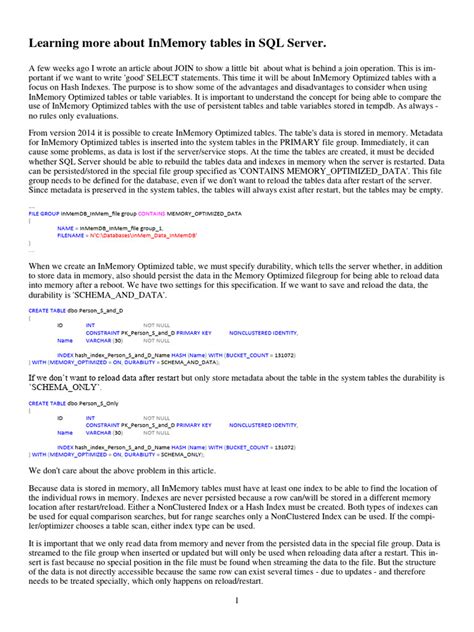 Inmemory Table 1718287885 Pdf Database Index Table Database