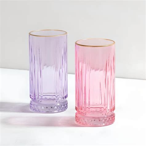 Tall Glass Drinking Coloured Etsy