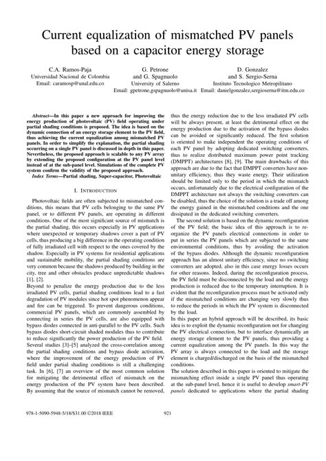 Pdf Current Equalization Of Mismatched Pv Panels Based On A Capacitor Energy Storage