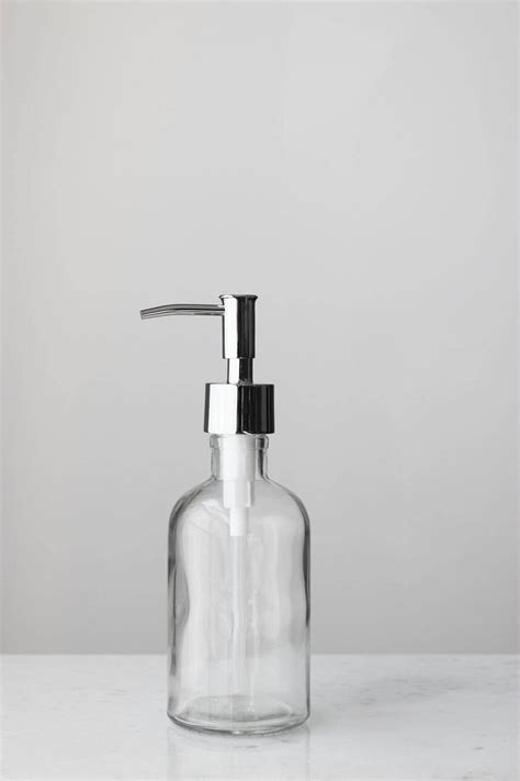 Glass Soap Dispenser Set With Metal Pump Chrome Silver Etsy