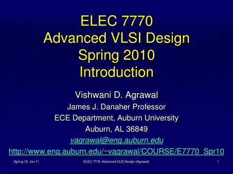 Ppt Elec 7770 Advanced Vlsi Design Spring 2010 Introduction