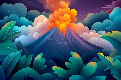 화산 분출 용암 일러스트 무료 다운로드 Lovepik