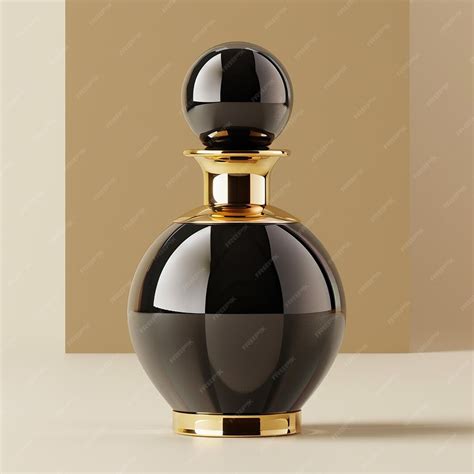 Premium Photo A Black And Gold Perfume Bottle With A Gold Top