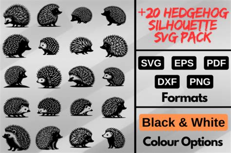 Hedgehog Silhouette SVG Bundle Pack PNG Graphic By Artful Assetsy