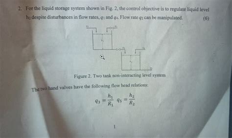 For The Liquid Storage System Shown In Fig 2 The Chegg