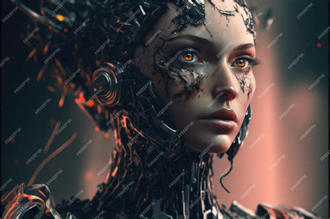 Premium Photo Closeup Hybrid Cyborg Beauty Transformation With A Girl