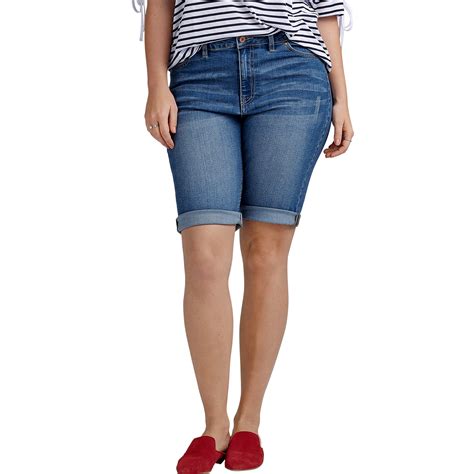 Ellos Ellos Womens Plus Size Denim Bermuda Shorts 18 Medium