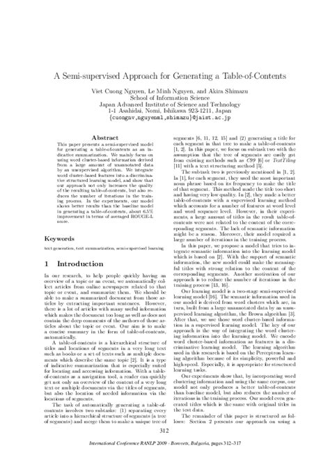 pdf a semi supervised approach for generating a table of contents}