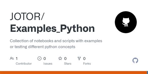 Github Jotor Examples Python Collection Of Notebooks And Scripts With Examples Or Testing