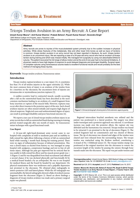 Pdf Triceps Tendon Avulsion In An Army Recruit A Case Report