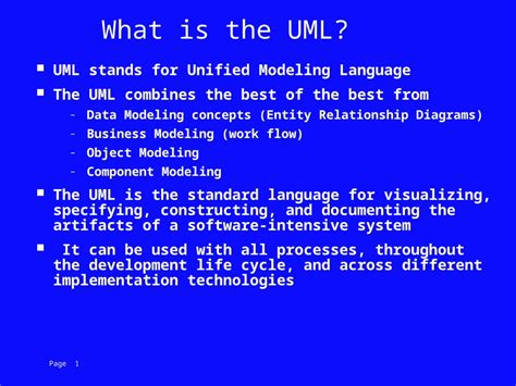 Ppt Page 1 What Is The Uml Uml Stands For Unified Modeling Language