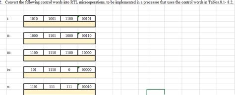 2 Convert The Following Control Words Into Rtl