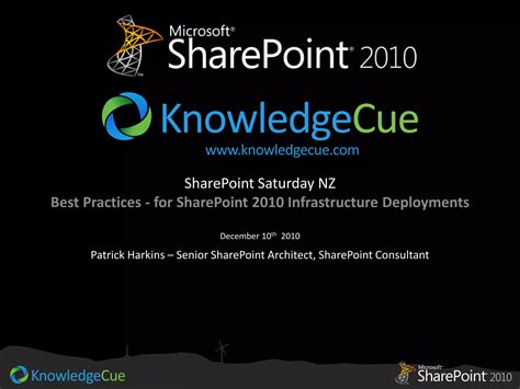 sharepoint 2010 best practices for infrastructure deployments sharepoint saturday nz pdf