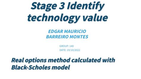 Real Options Method Calculated With Black Scholes Model Genially