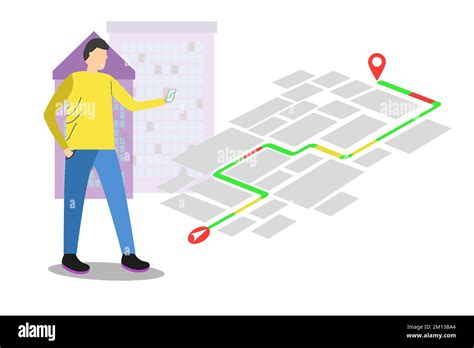 Illustrations Design Concept Location Maps With Road Follow Route For Destination Drive By Gps
