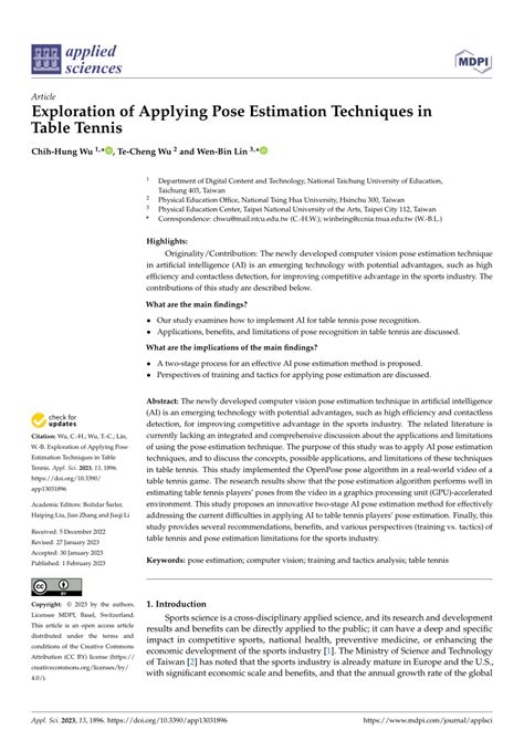 Pdf Exploration Of Applying Pose Estimation Techniques In Table Tennis