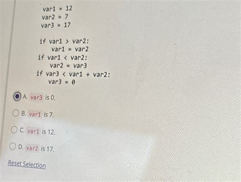 Solved Var112var27var317 ﻿if ﻿var1var2var1var2 ﻿if