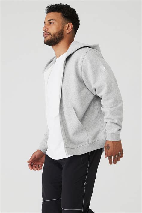 Renown Heavy Weight Full Zip Hoodie Athletic Heather Grey Alo Yoga